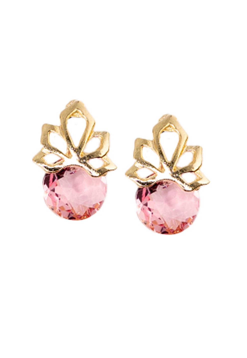 Aros Bali Gold 24K Cristal Genuino Light Rose – Joyas Montero
