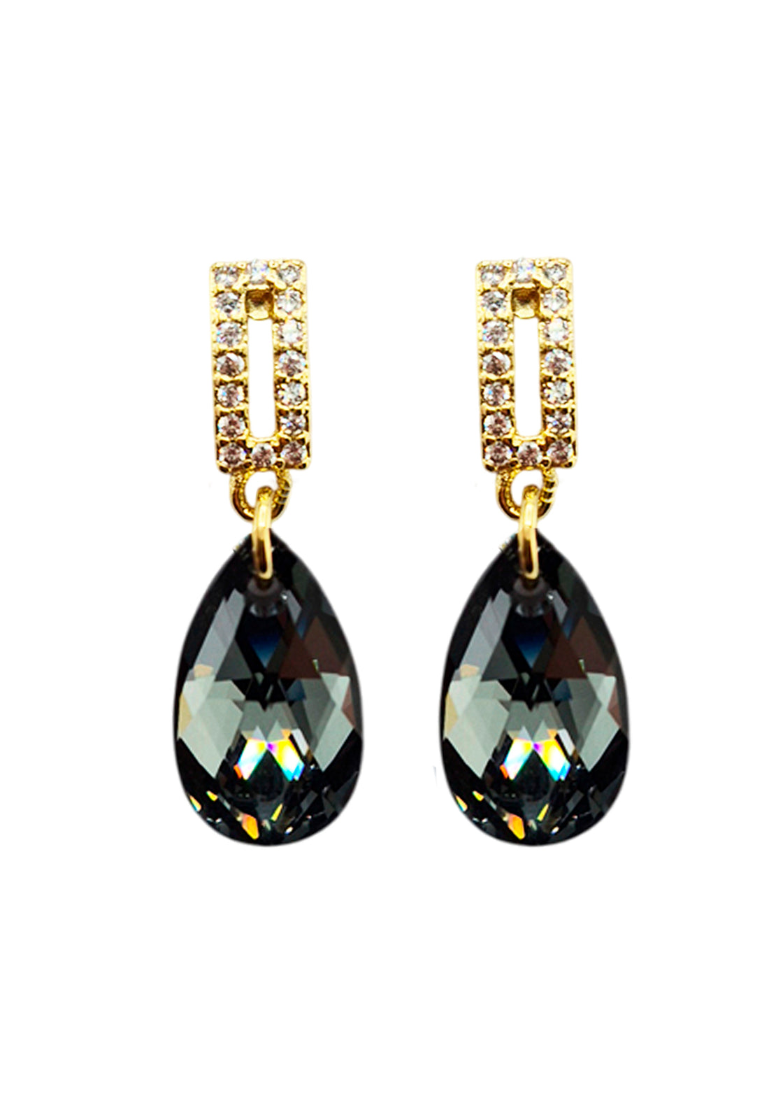 Aros Palermo Baño de Oro 24 K Creado con Cristal Swarovski® Silver Nig ...