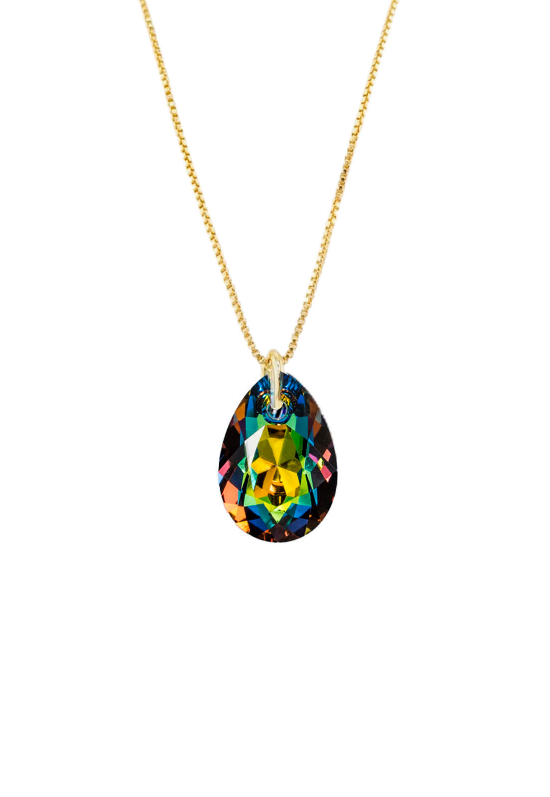 Collar Gota de Luz Gold 24K Cristal Genuino Vitral Medium – Joyas Montero